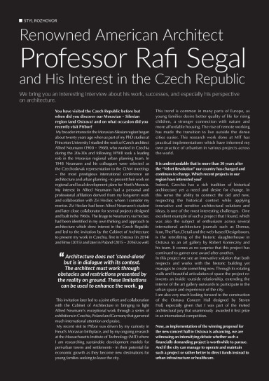Renowned American Architect Professor Rafi Segal | POSITIV Business ...