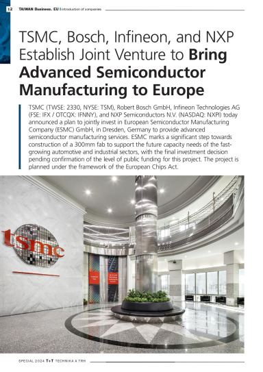 TSMC, Bosch, Infineon, and NXP Establish Joint Venture to Bring Advanced Semiconductor Manufacturing