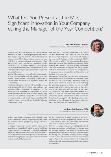 What Did You Present as the Most Significant Innovation in Your Company ...
